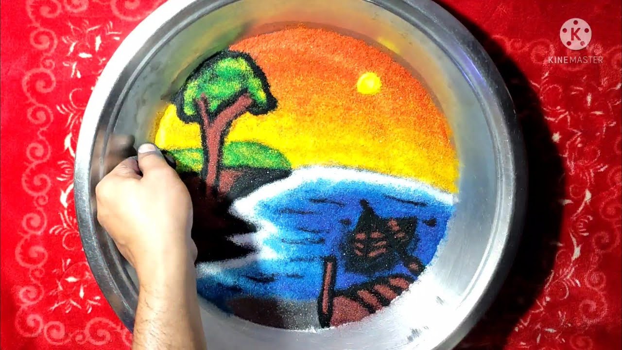 Simple Scenery Rangoli For Diwali. Diwali Rangoli. Happy Diwali Rangoli ...