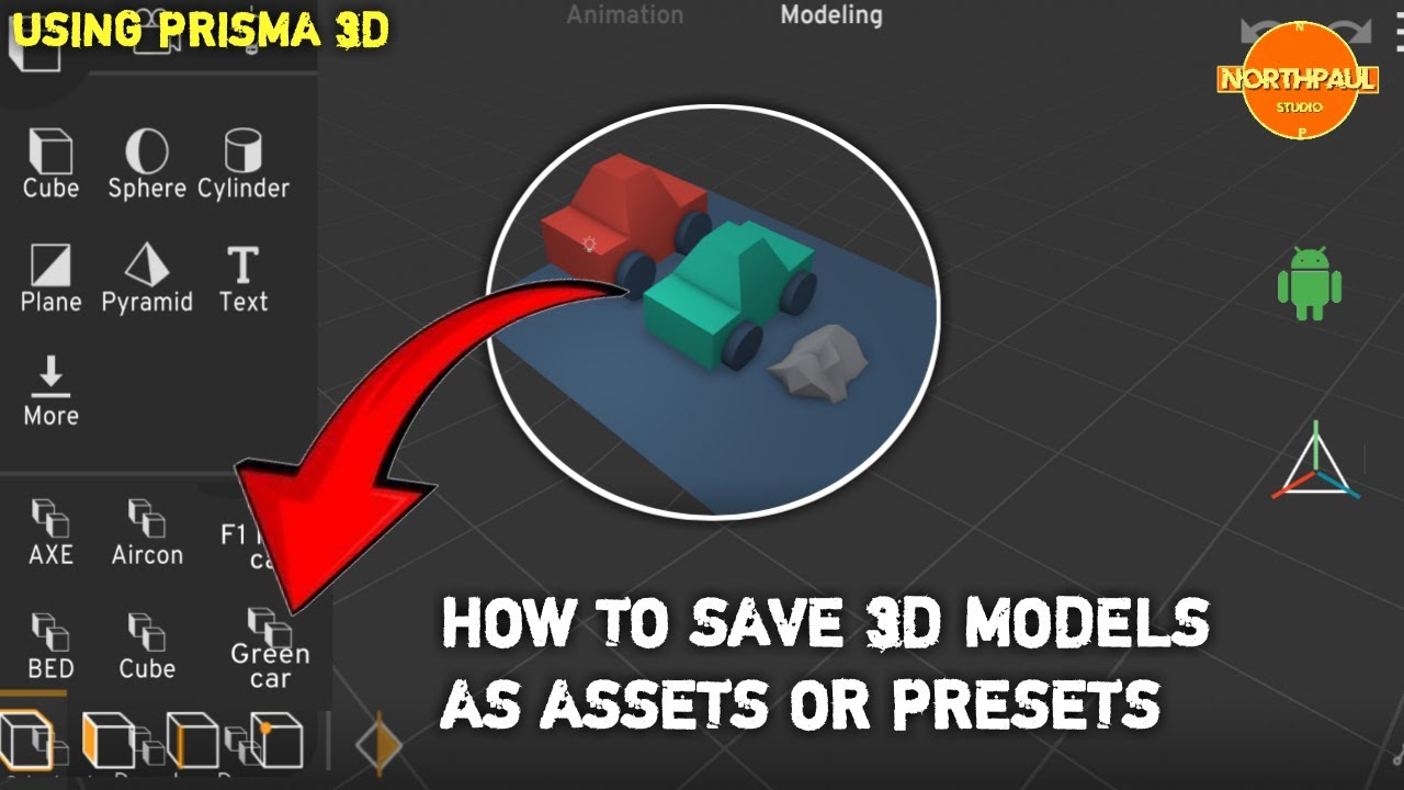 HOW TO SAVE 3D MODELS AS ASSETS OR PRESETS IN PRISMA 3D #ANDROID - YouTube