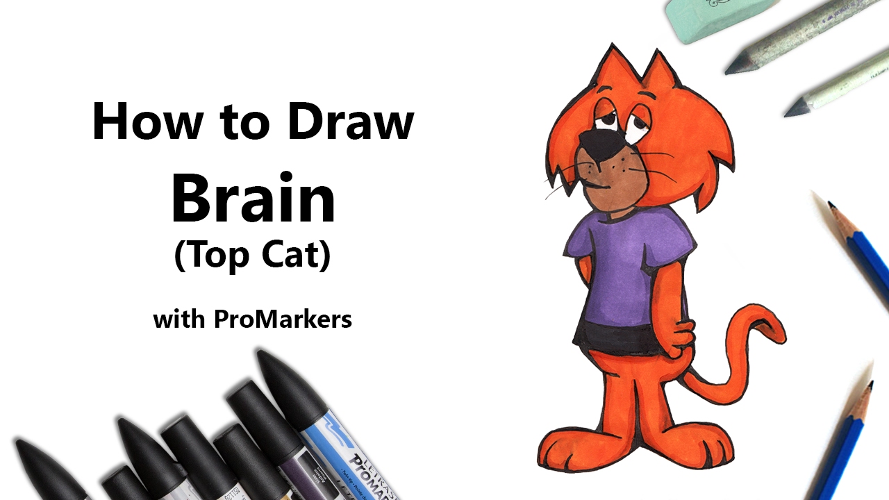 How to Draw and Color Brain from Top Cat with ProMarkers [Speed Drawing ...