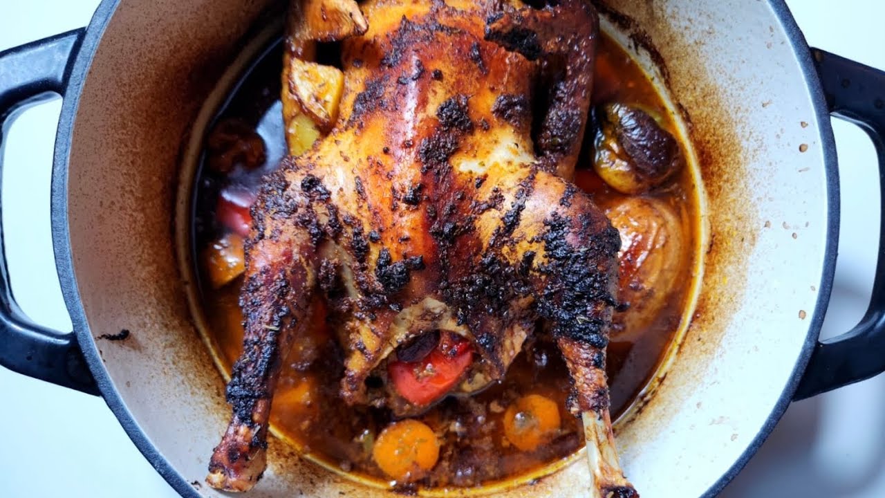 How we cook very delicious oven roasted whole chicken with vegetables ...