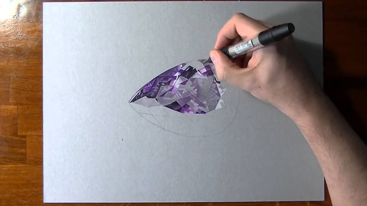 How I draw an amethyst gemstone - YouTube