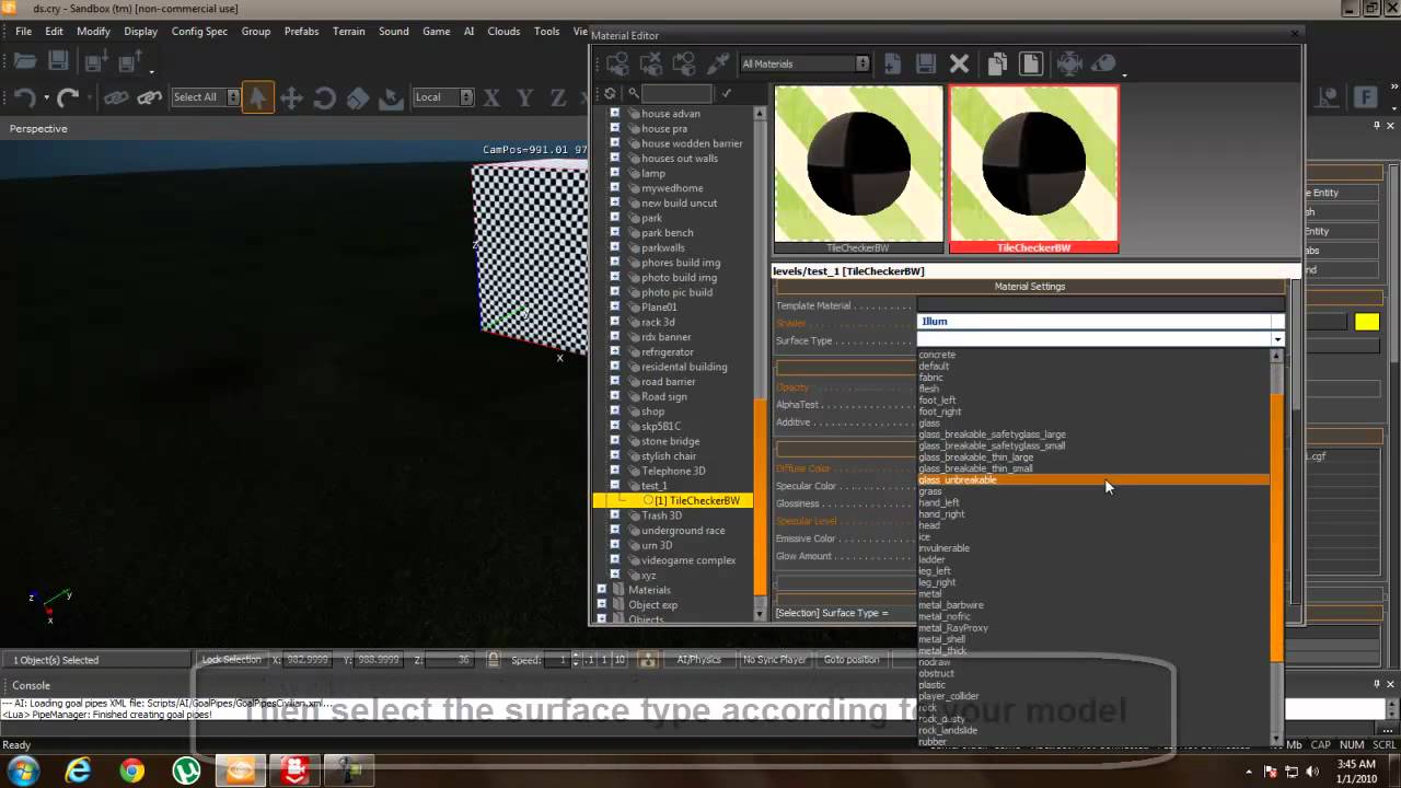 Cryengine 3 how to add surface type or fix no surface type - YouTube