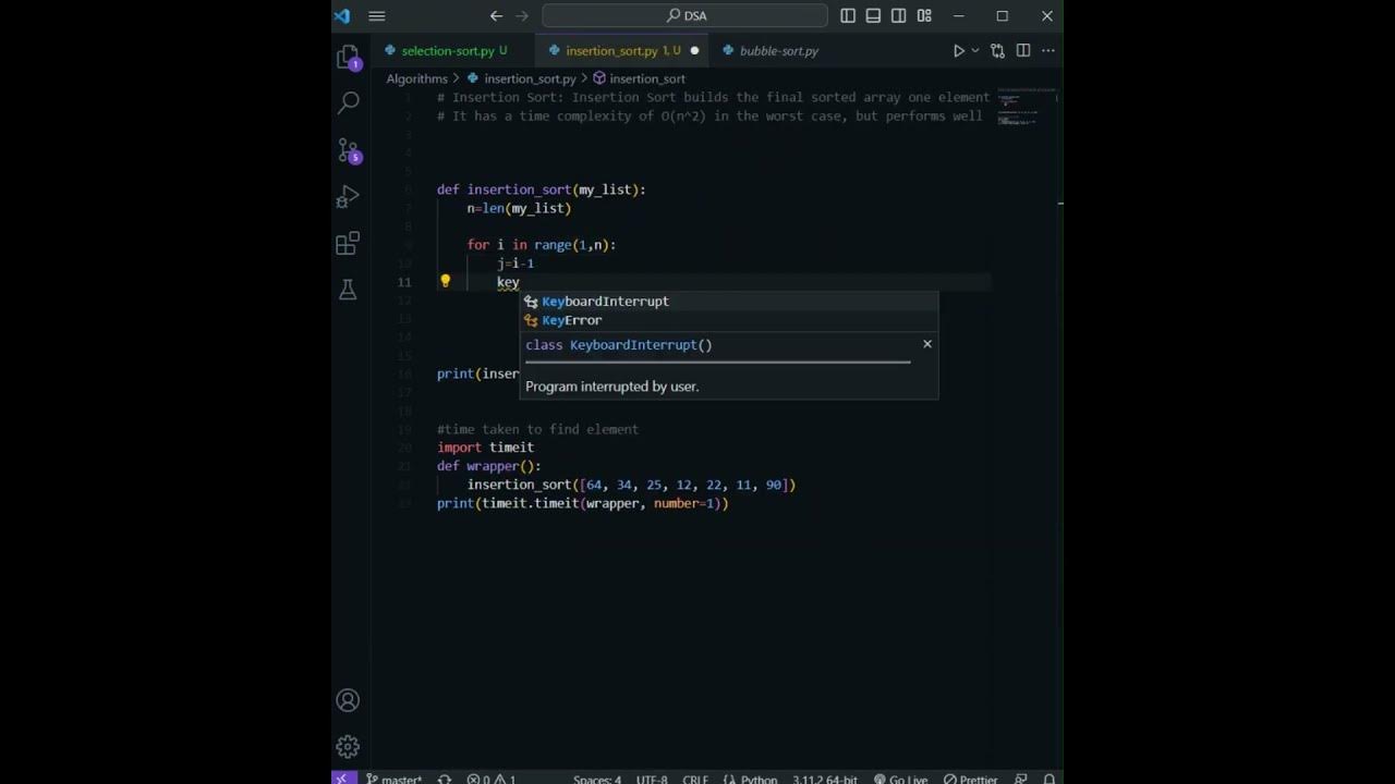 Insertion Sort with Python - YouTube