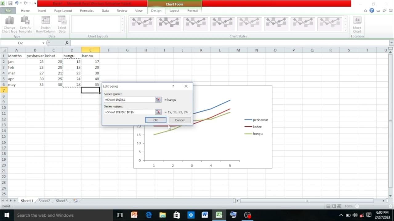 How to draw a multiline chart/graph in excel by engr. mushtaq khan ...