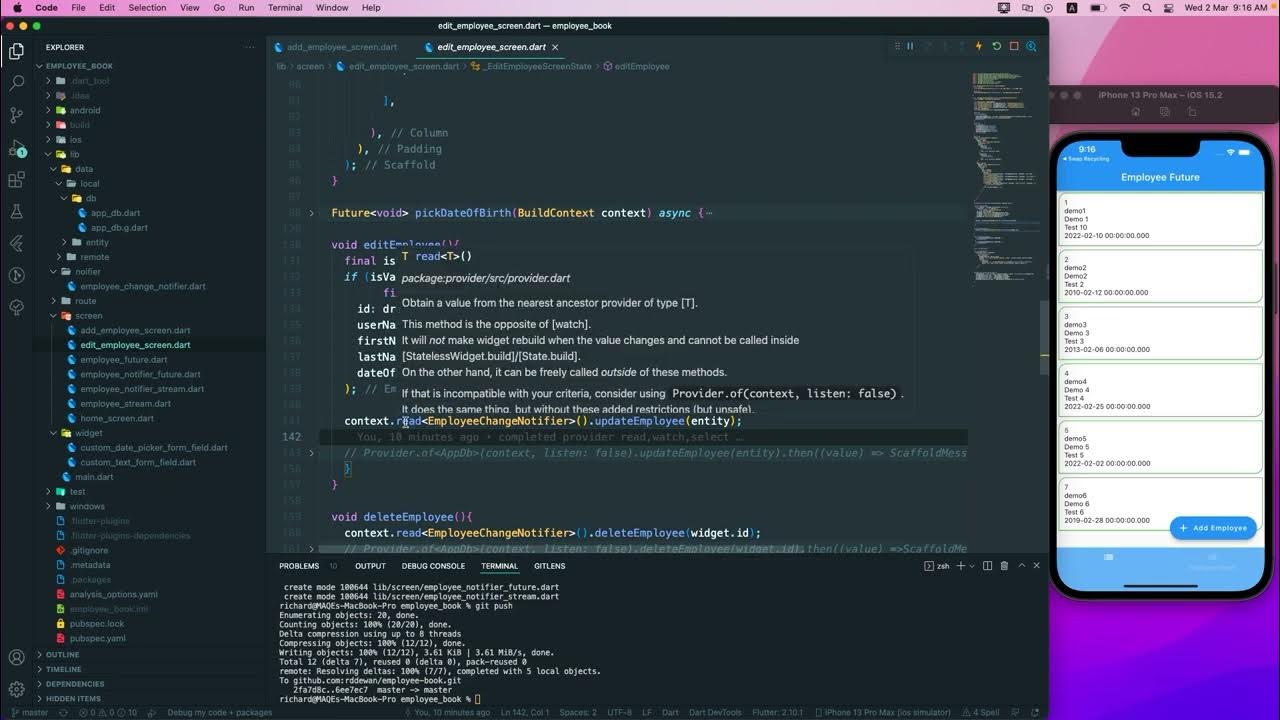 Flutter | SQLite | Drift | Provider : 28. More on Provider read - watch ...