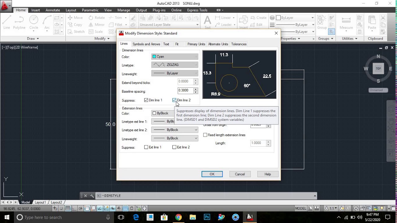 DIMENSION STYLE MANAGER(LINE) FULL DETAIL/DIMENSION LINE KI COLOR KESE ...
