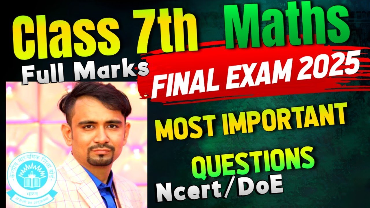 Full Marks 💯class 7 maths important questions for final exam 2025 ...