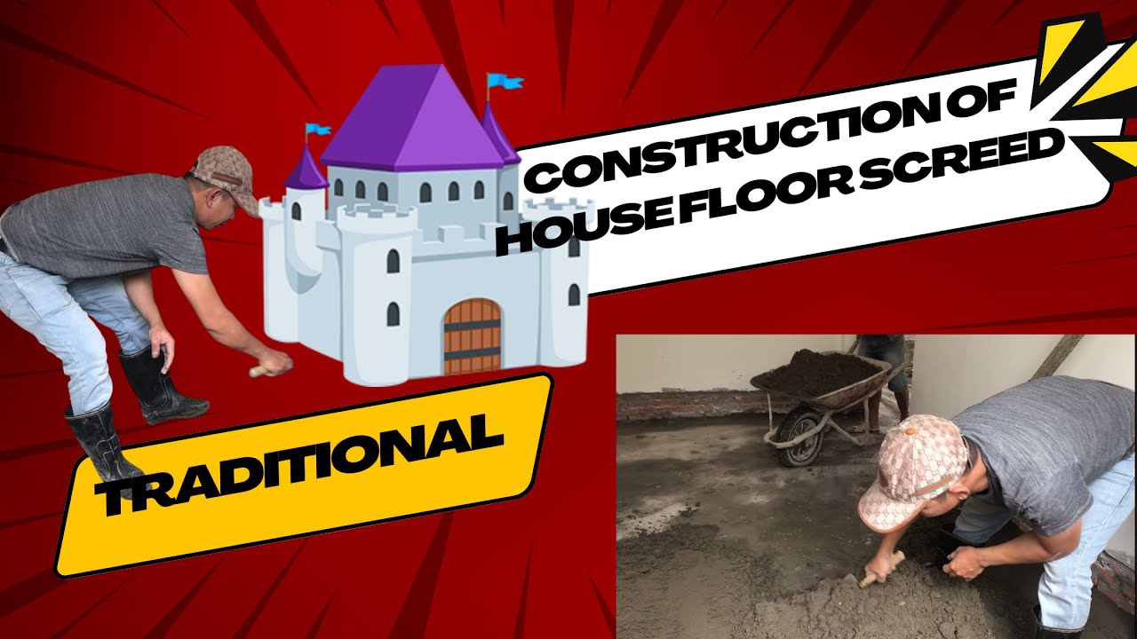 Construction of house floor screed using tradition - YouTube