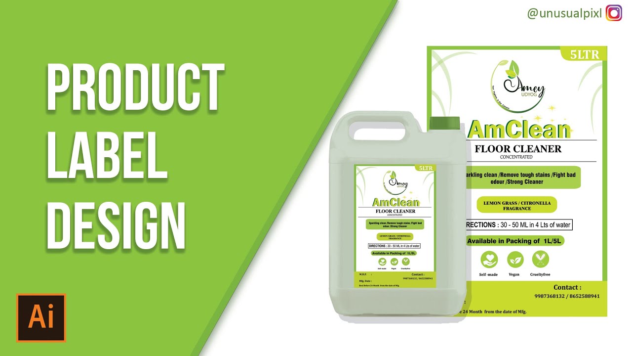 How to create Product Label Design in Illustrator | Adobe Illustrator ...