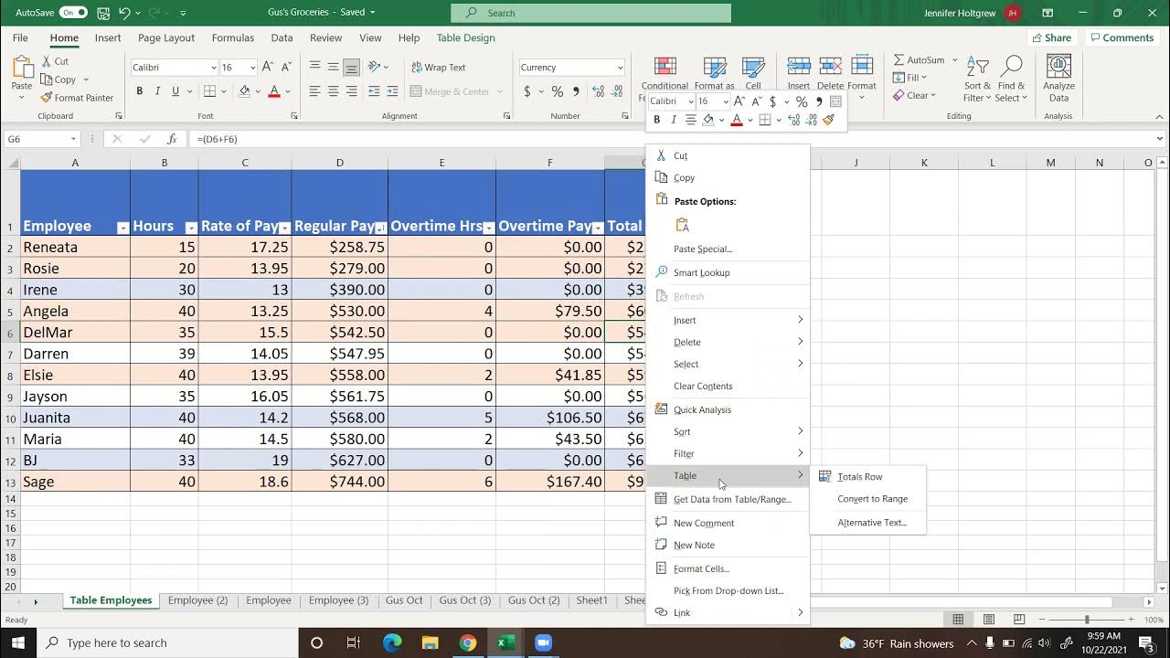 Excel Table Filter - YouTube