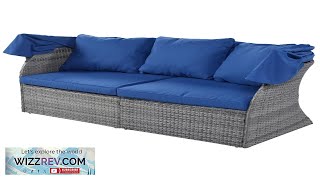 U STYLE Patio Furniture Set Daybed W Retractable Canopy Wicker eBay Review