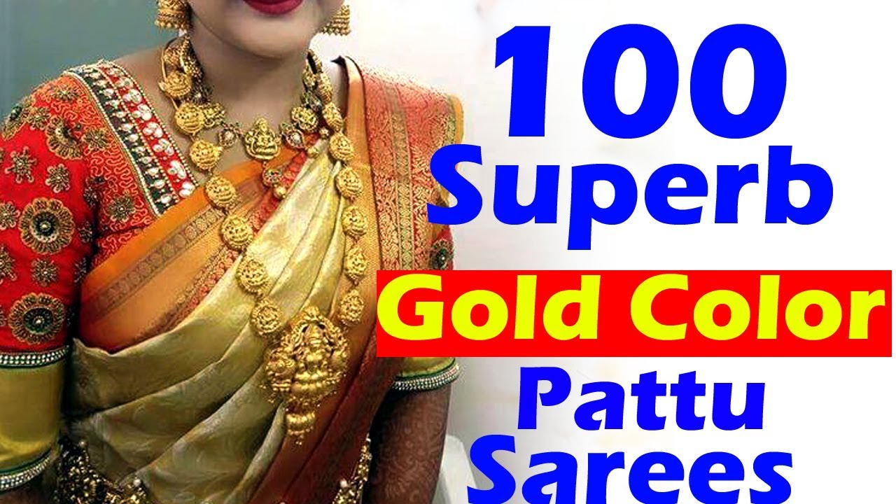 Gold Colour Pattu Wedding Saree Collection | Gold Silk Kanchi Bridal ...