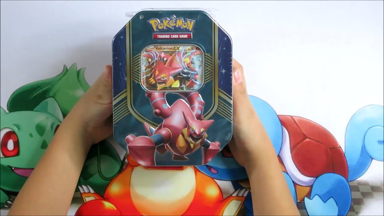 Pokemon TCG Opening Heroic Pokemon-ex Power Up Volcanion EX Tin - YouTube