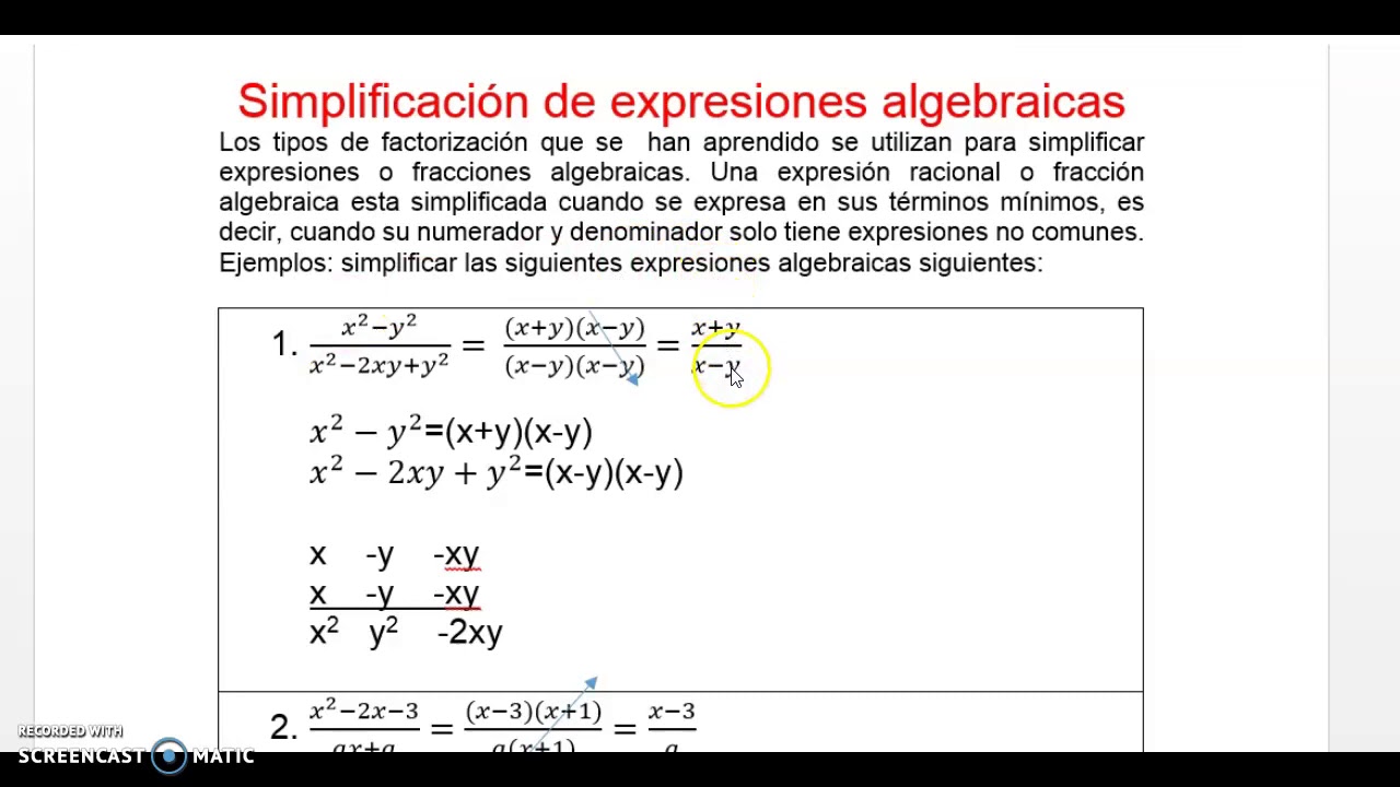 Simplificación de expresiones algebraicas - YouTube