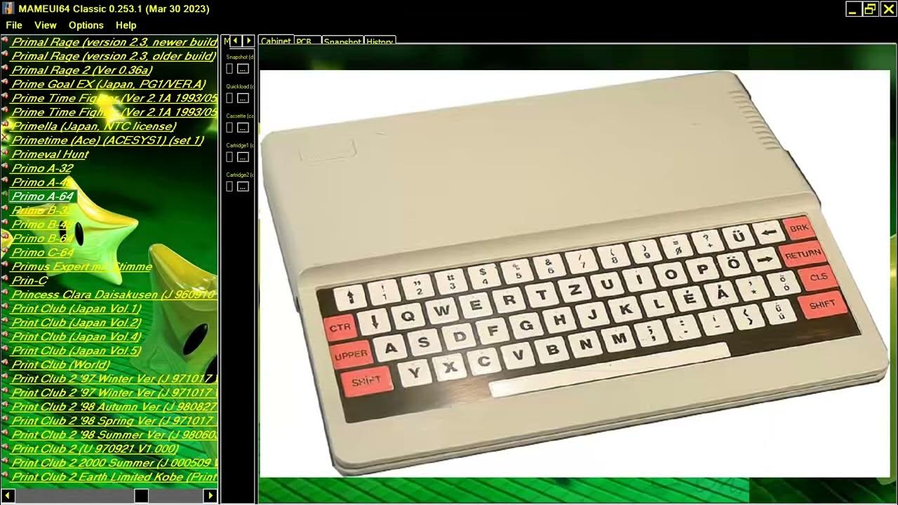 ATTRACT MODE MAME MESS MICROKEY PRIMO A 64 RED A64 HUNGARY 1984 EAST BLOCK BOOT START NOT USSR ...