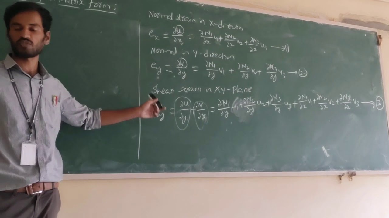 Strain - displacement relationship in matrix form - YouTube