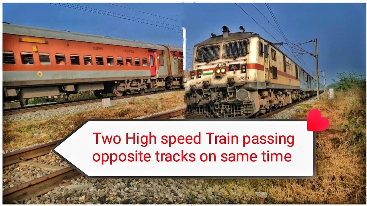 Two High speed Train passing same time 🤩 on opposite tracks Beautiful ...