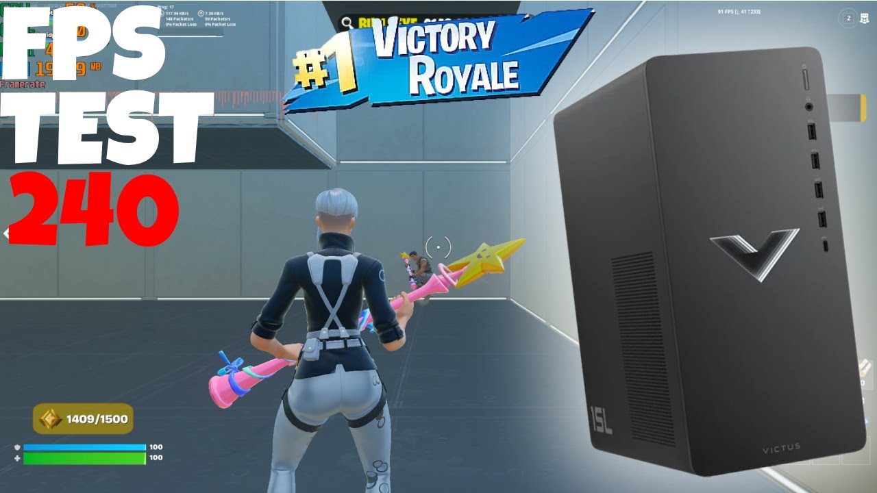 Fortnite Creative 240 fps caps on HP Victus 15L Gaming Desktop PC RX ...