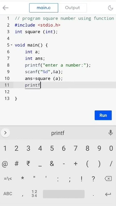 program to print square of a number using function #function #cprogramming #codingguru #shorts😎 ...