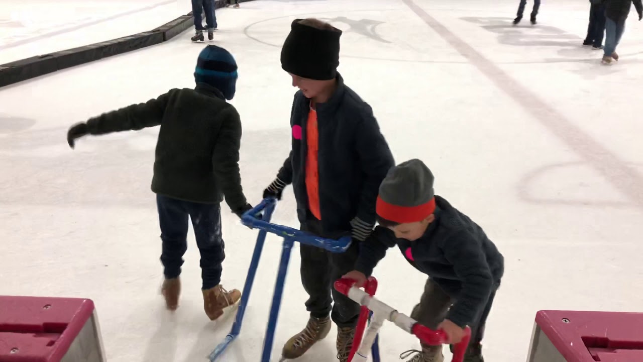 Three boys ice skating - YouTube