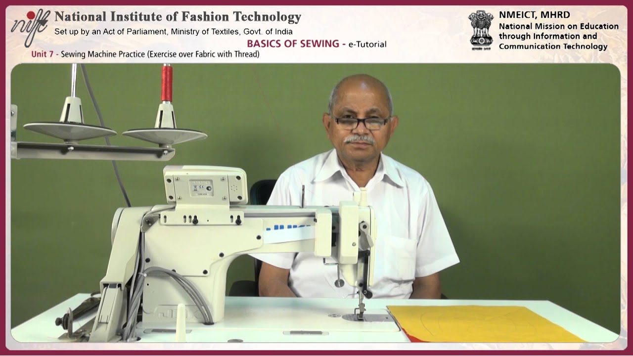 Sewing machine practices (exercise over fabric with thread) - YouTube