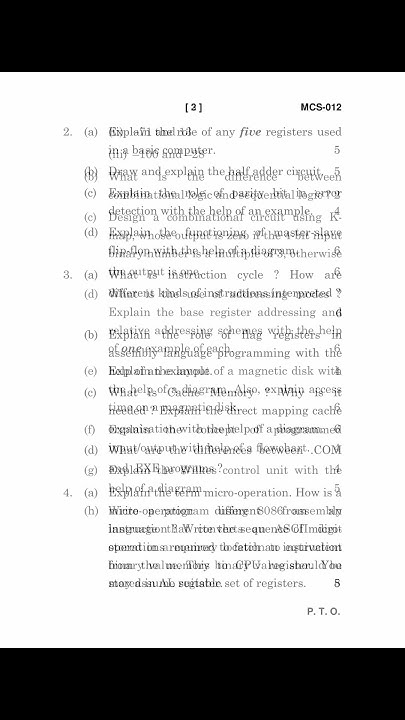 Shorts Mcs 012 December 2022 Question Paper Computer Organisation And Assembly Language
