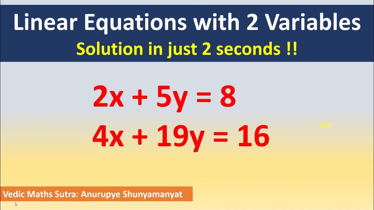 Linear Equations with Two variables | Solutions in 2 Seconds !! Vedic ...