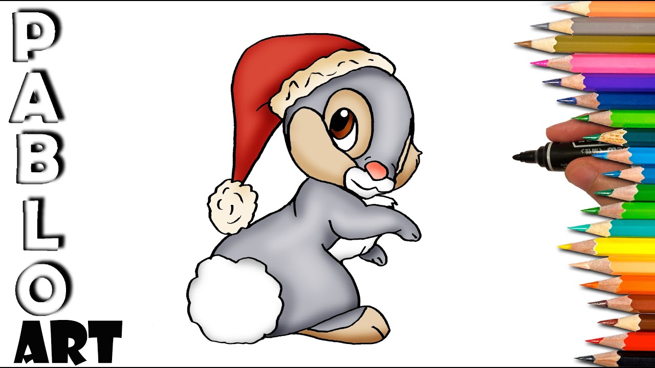 How to Draw 🎅 Thumper from Bambi Disney's for Christmas | Learn to Draw ...