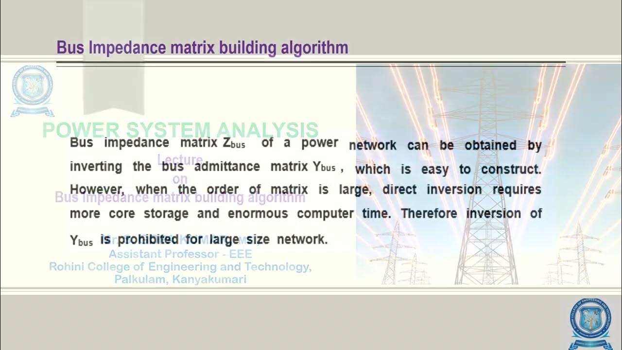 Bus Impedance matrix building algorithm - YouTube
