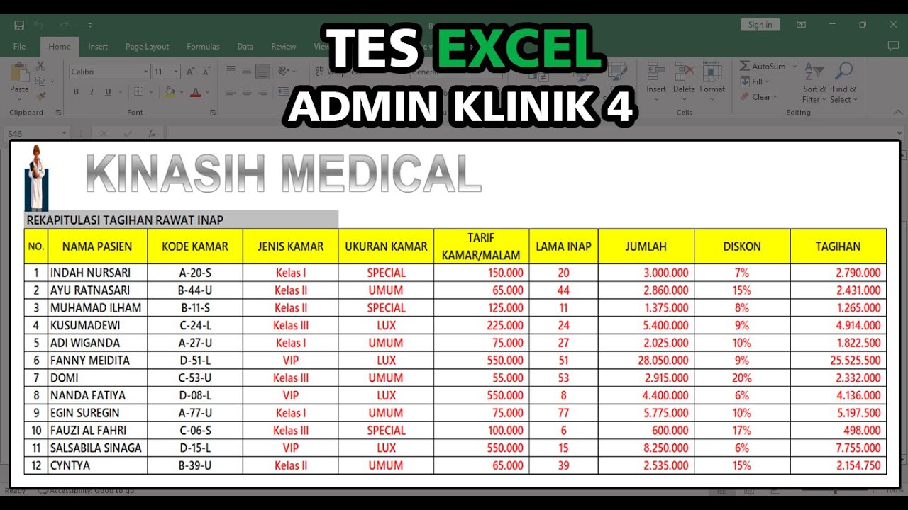 Tes Excel Admin Klinik 4 | Soal dan Pembahasan Lengkap untuk Persiapan ...