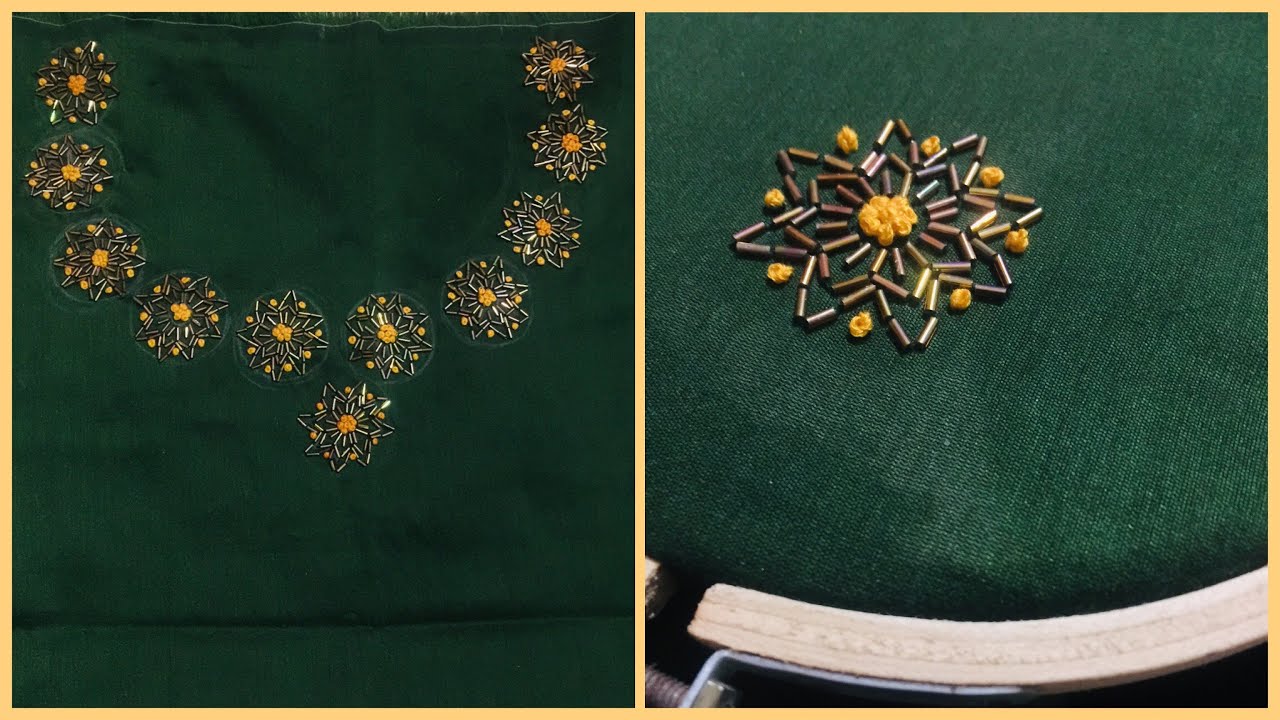 simple and beautiful bead work design/neckline design/allover design ...