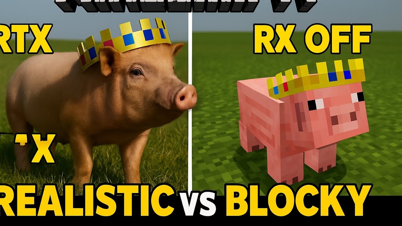 Minecraft RTX ON vs OFF 🔥 | Realistic Graphics technoblade pig 🐷 # ...