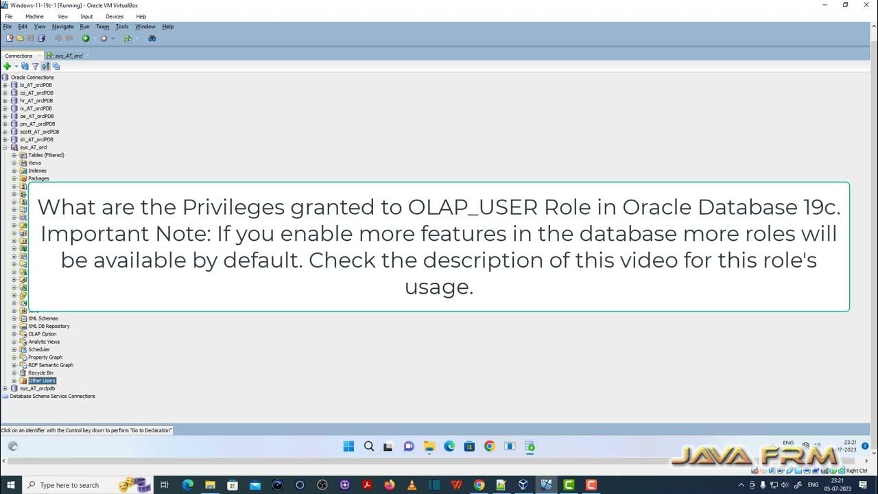 What are the Privileges granted to OLAP_USER Role in Oracle Database ...