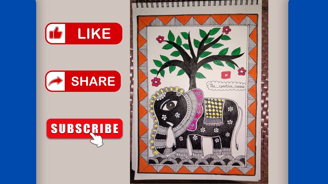 Madhubani Art Class for BEGINNERS1 | | Mahbubani elephant painting 1 ...
