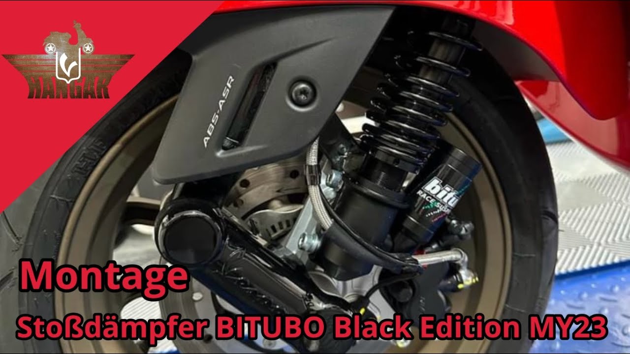 Stoßdämpfermontage BITUBO Black Edition für Vespa GTS 2023- Vespa GTS MY23 Shock absorber bitubo ...