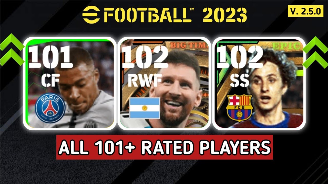 ALL 101+ PLAYERS CARDS IN eFOOTBALL 2023 V. 2.5.0 - YouTube