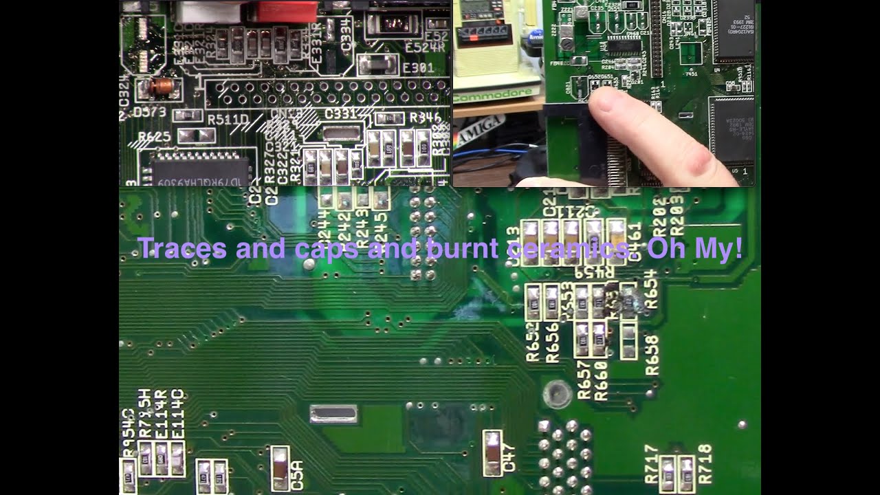 Amiga 1200 of missing pads, traces and exploded ceramics - YouTube