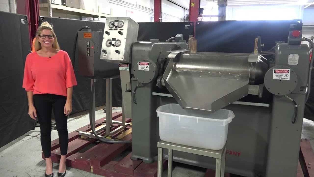 JH Day Heavy Duty 3-Roll Hydraulic Dispersion Mill Demonstration - YouTube