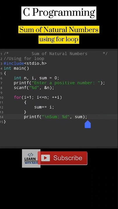 C Programming Sum Of Natural Numbers Using For Loop Cprogramming Programming Coding Shorts