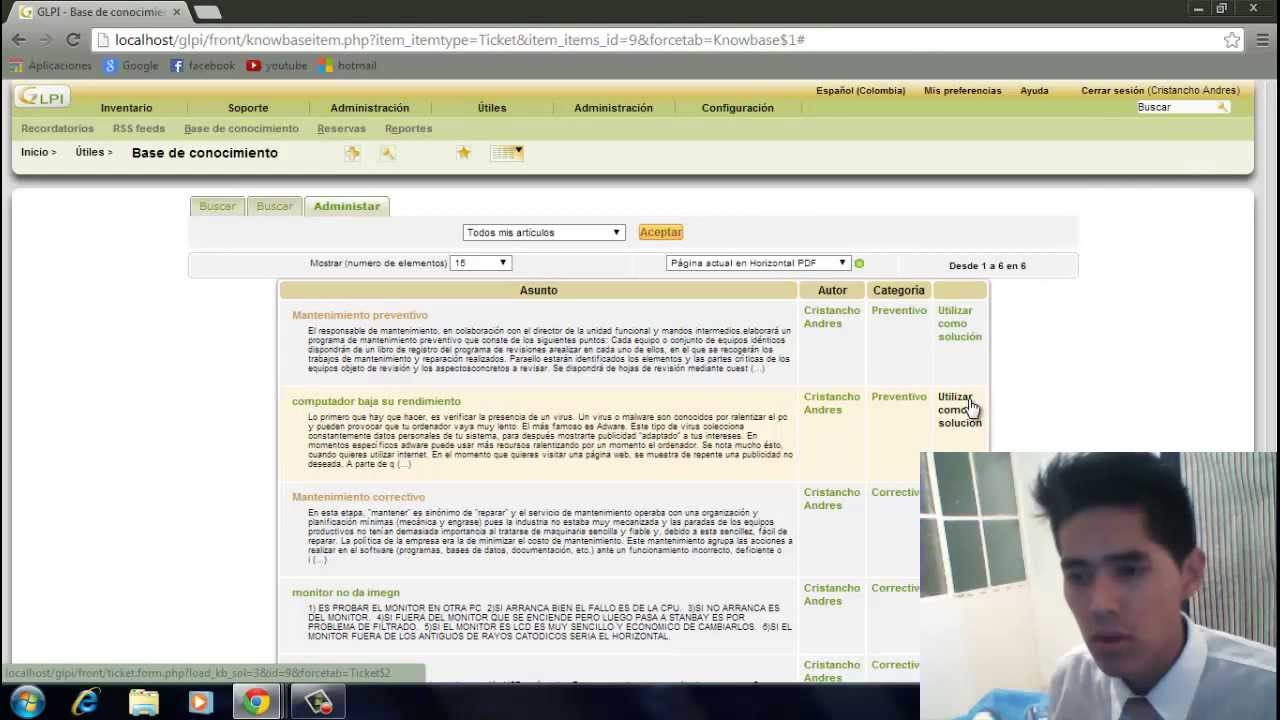 Base de conocimientos en GLPI. parte 7 - YouTube