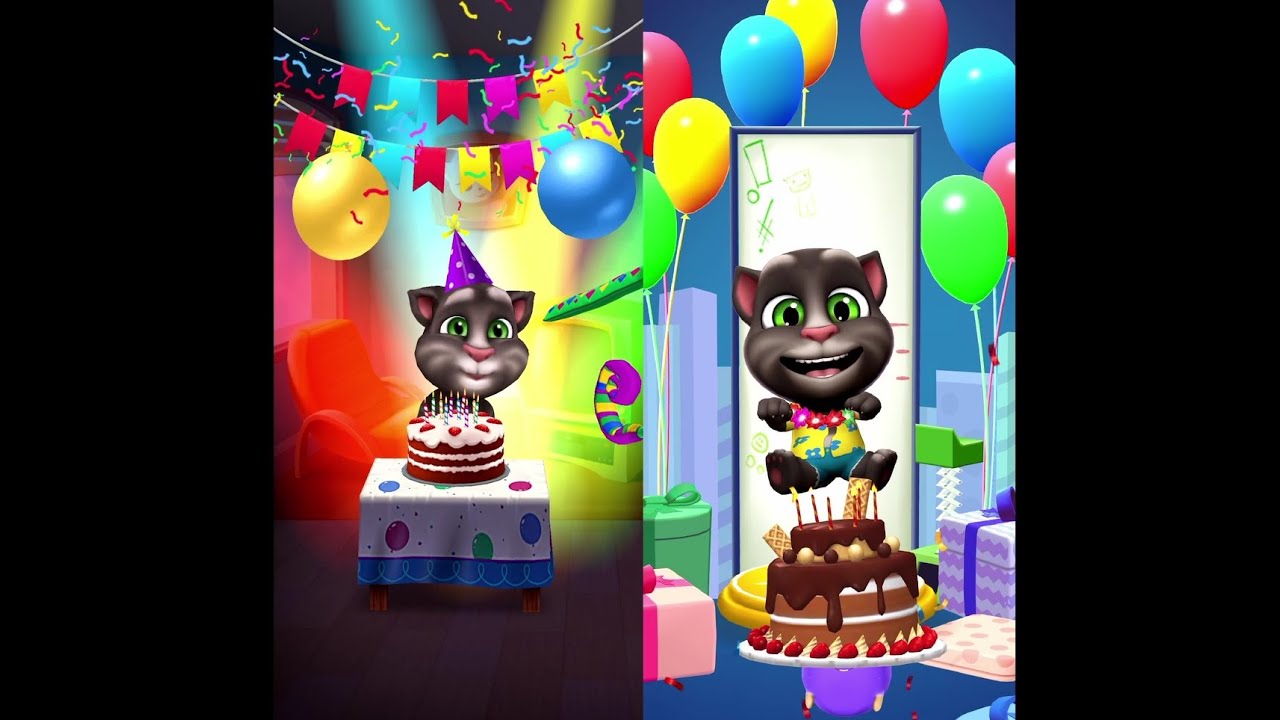Talking Tom VS Talking Tom 2 My Tom 2 and My Tom Birthday Shopping ...