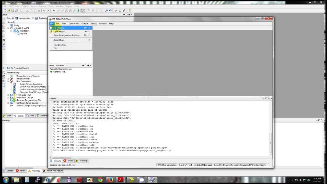 Xilinx iMPACT - Digilent Atlys board with external SPI flash - YouTube