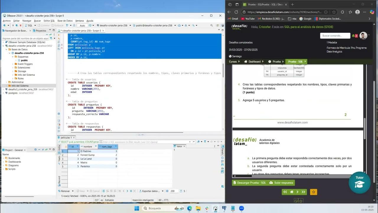 PRUEBA SQL DESAFIO LATAM - YouTube