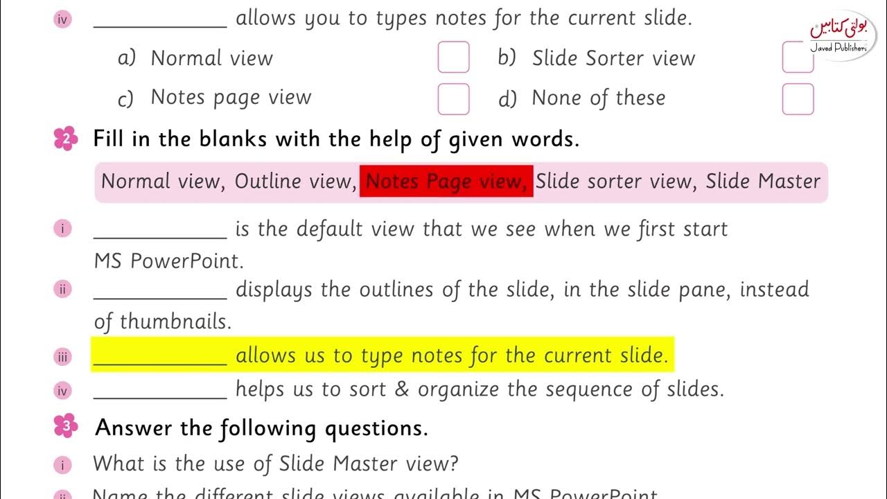 Computer Studies Class 5: MS PowerPoint Views Exercise - Chapter 1 ...