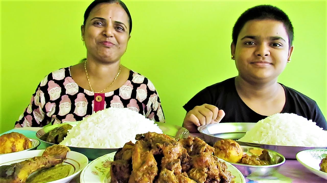 CHICKEN CURRY AND RICE EATING SHOW | | EATING EGG RICE INDIAN | MACH ...