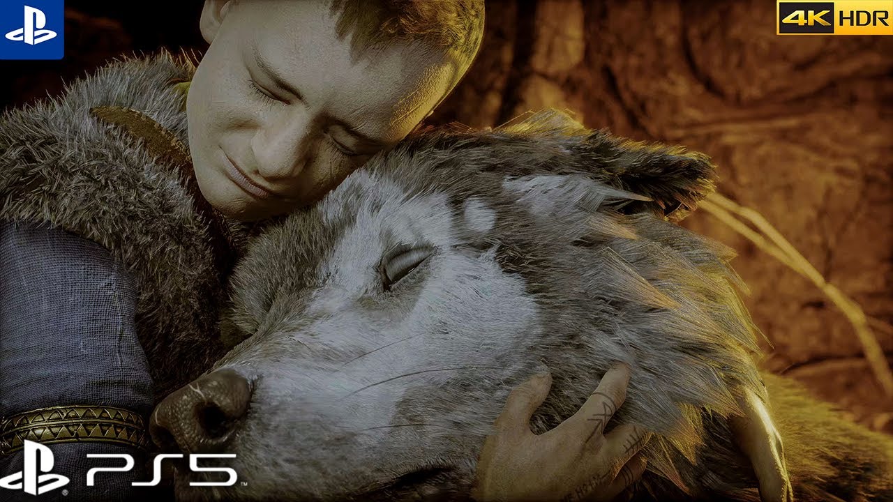 ATREUS is crying his Wolf is dead Scene - God Of War Ragnarok PS5 2022 ...