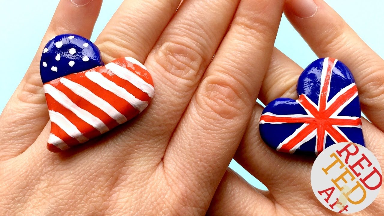Easy American Flag Ring DIY - Polymer Clay DIY Rings - 4th July DIY ...