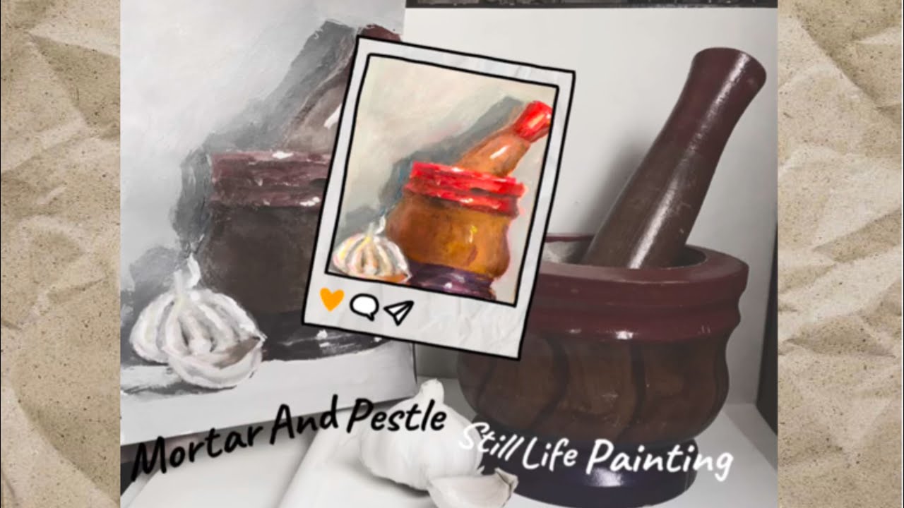Acrylic painting process of mortar and pestle - YouTube