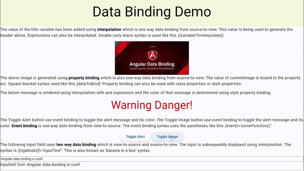 Angular data binding demo - YouTube