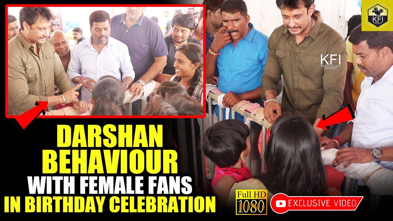 Darshan Behaviour With Female Fans In Birthday Celebration | Darshan ...